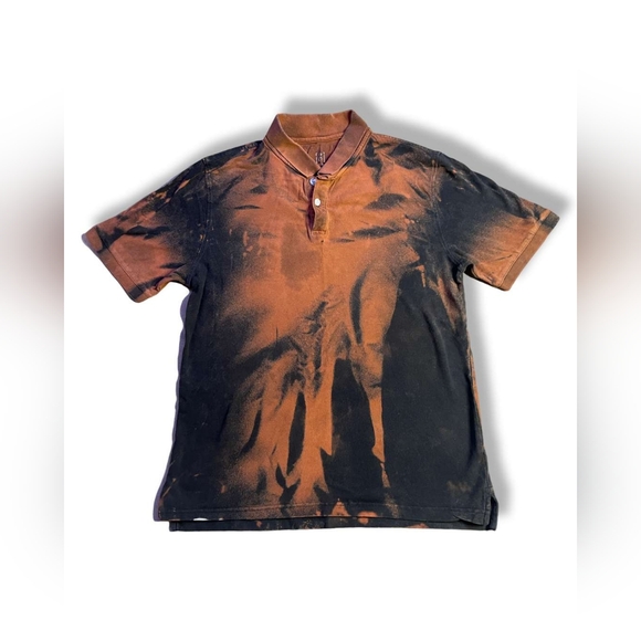 George | Shirts | George Black Custom Bleach Dyed Collared Polo Shirt ...